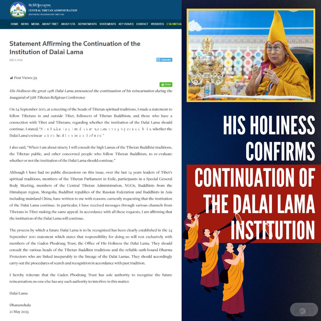 The Dalai Lama Declares the Institution Will Endure - Mainland Post